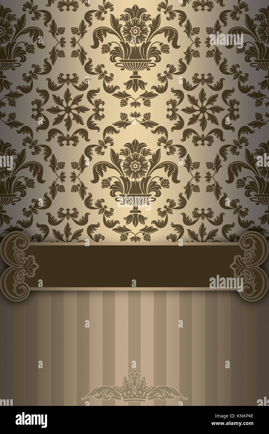 Vintage background with floral patterns and decorative border. Cover ...
