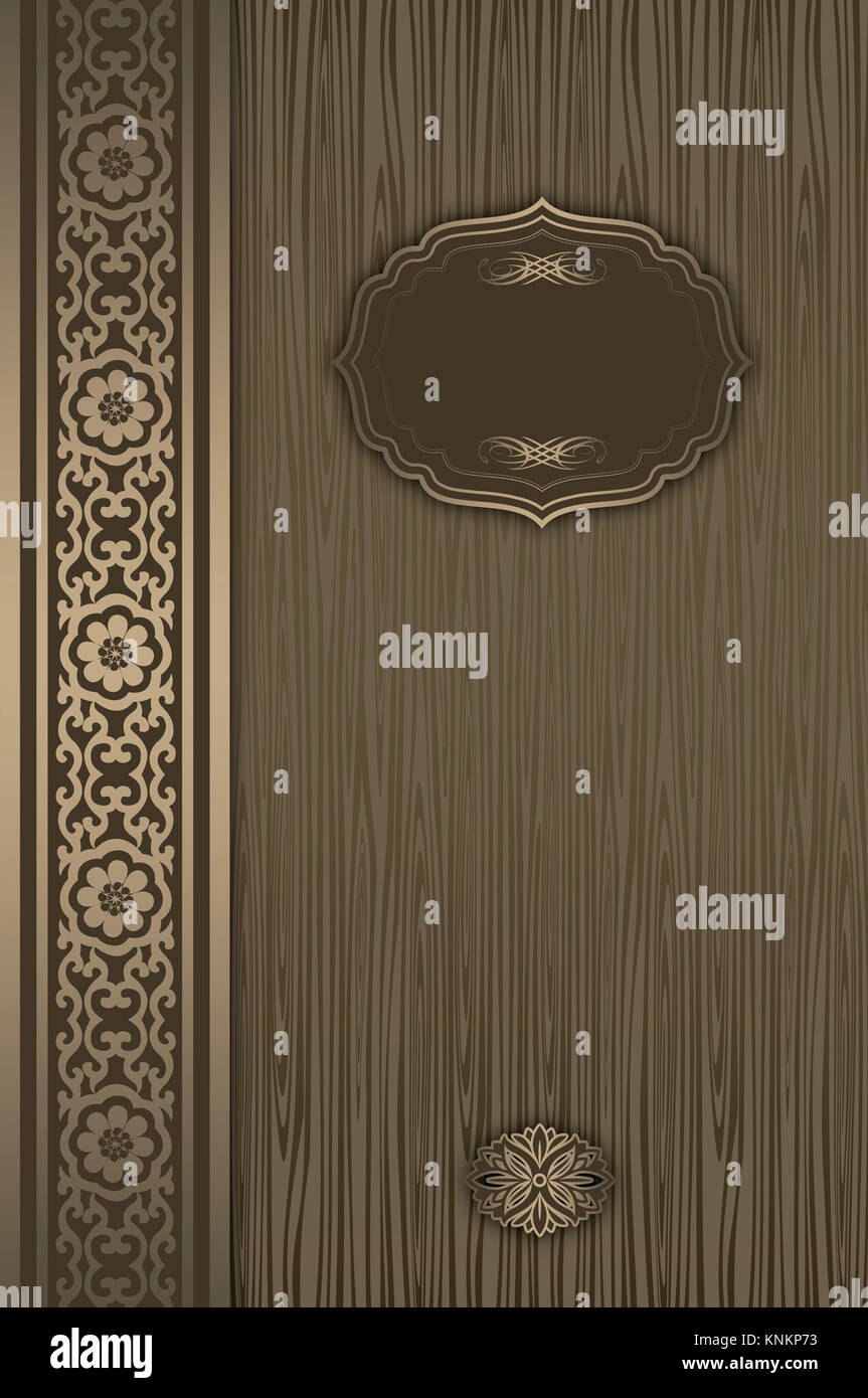 Wood background with decorative ornamental border,elegant frame and ...