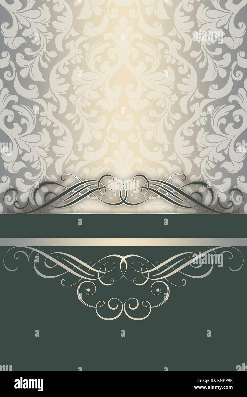 Ornate background with decorative border and old-fashioned patterns ...
