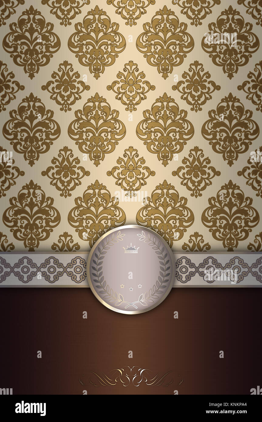 Vintage background with decorative frame and old-fashioned patterns ...