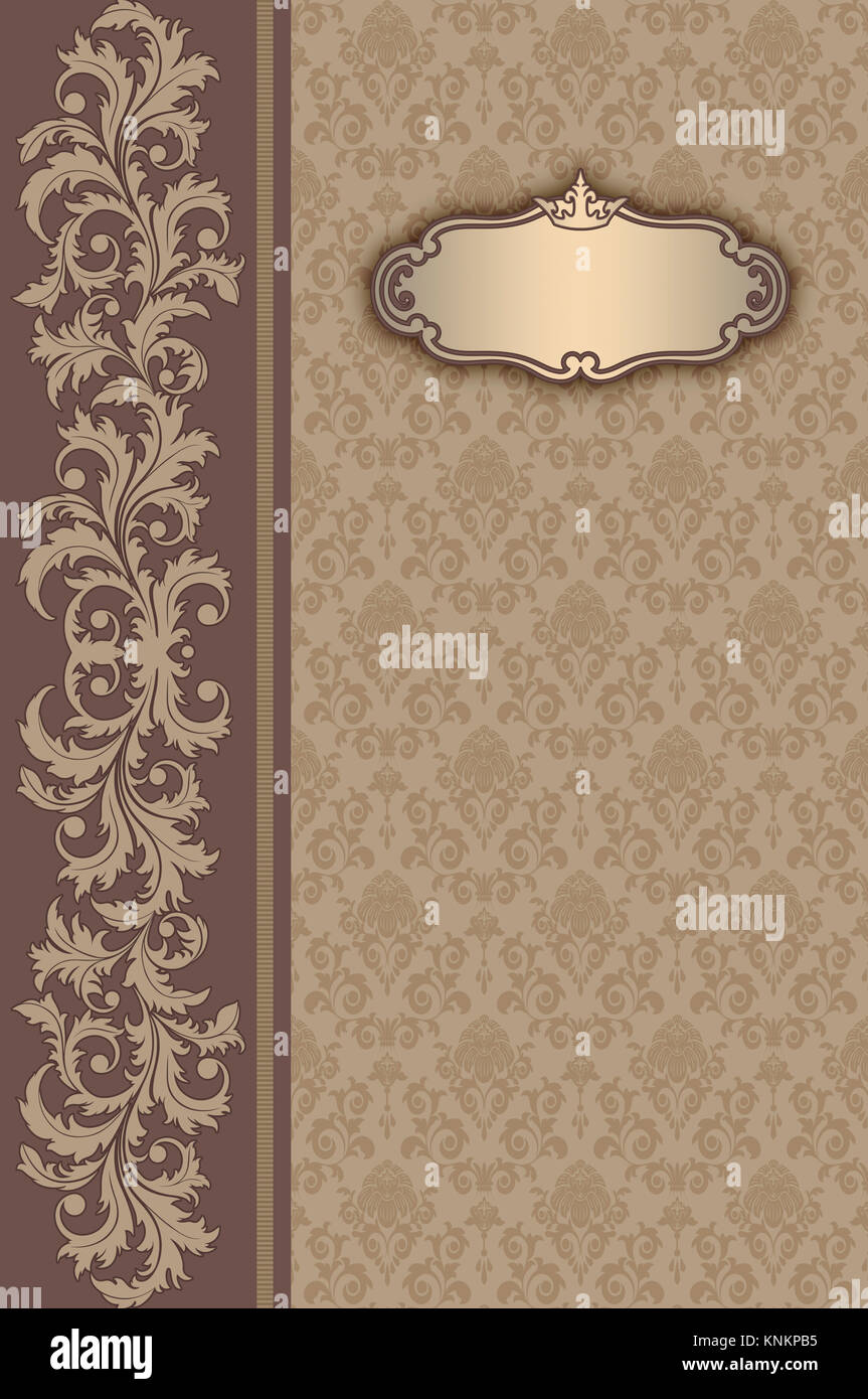 Vintage background with floral patterns,decorative border and frame ...