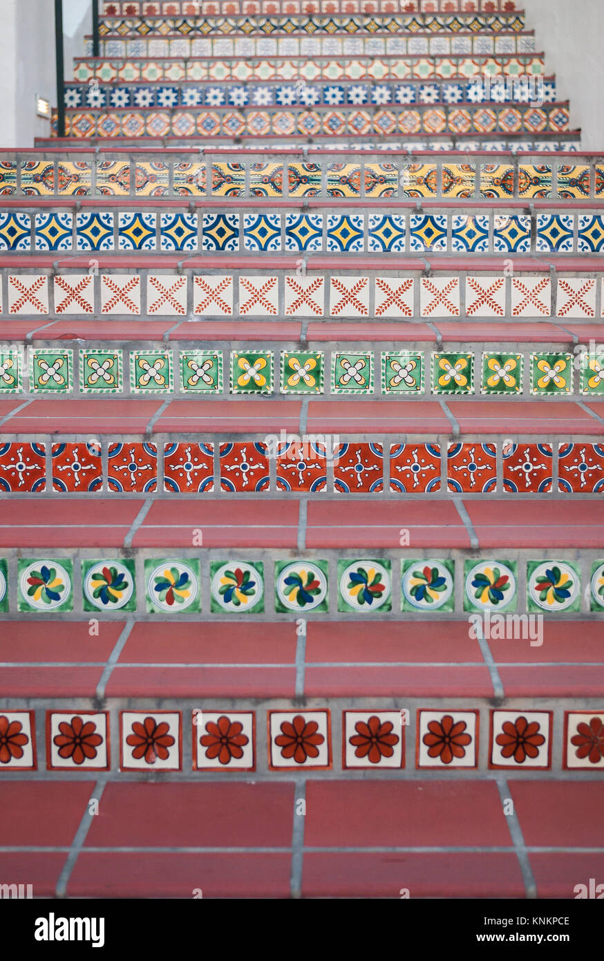 A closeup detail view of Spanish tiles. Tiles add color and character ...