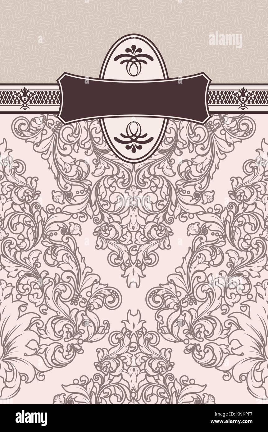 Vintage background with decorative border and old-fashioned floral patterns Stock Photo - Alamy