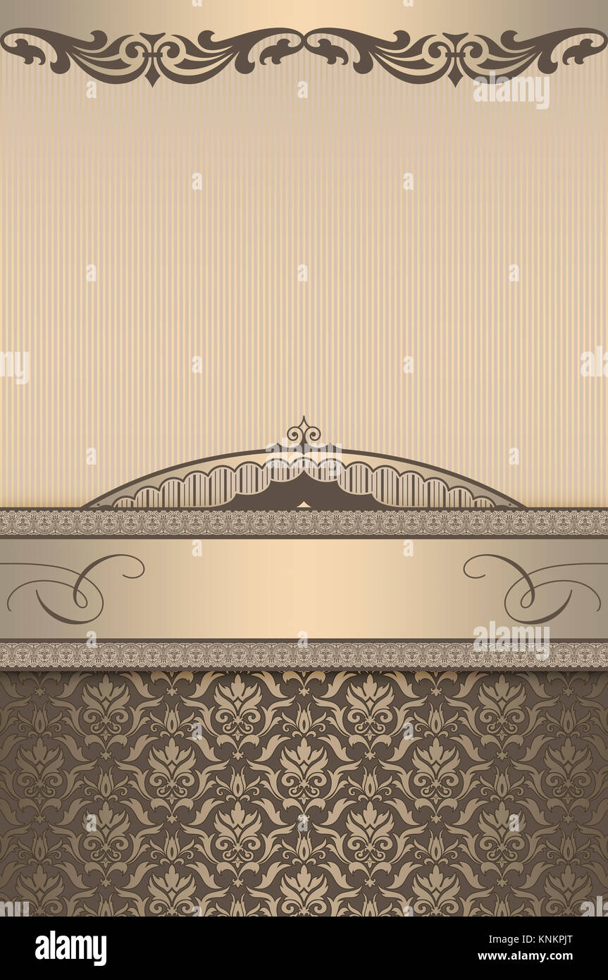 Old-fashioned ornate background with decorative borders and elegant vintage patterns. Book cover ...