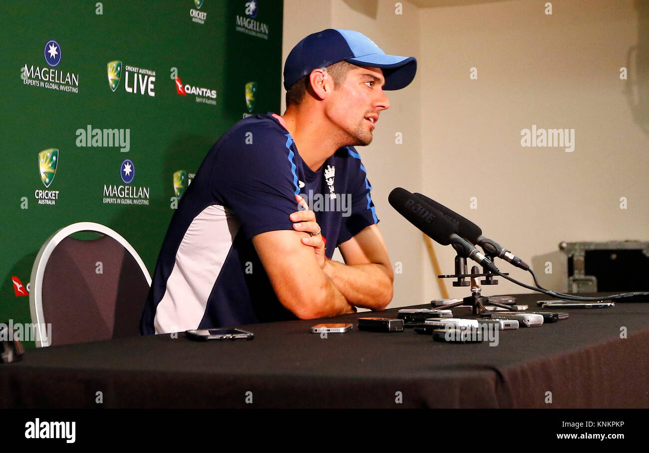 England's Alastair Cook during a press conference at the WACA Ground ...
