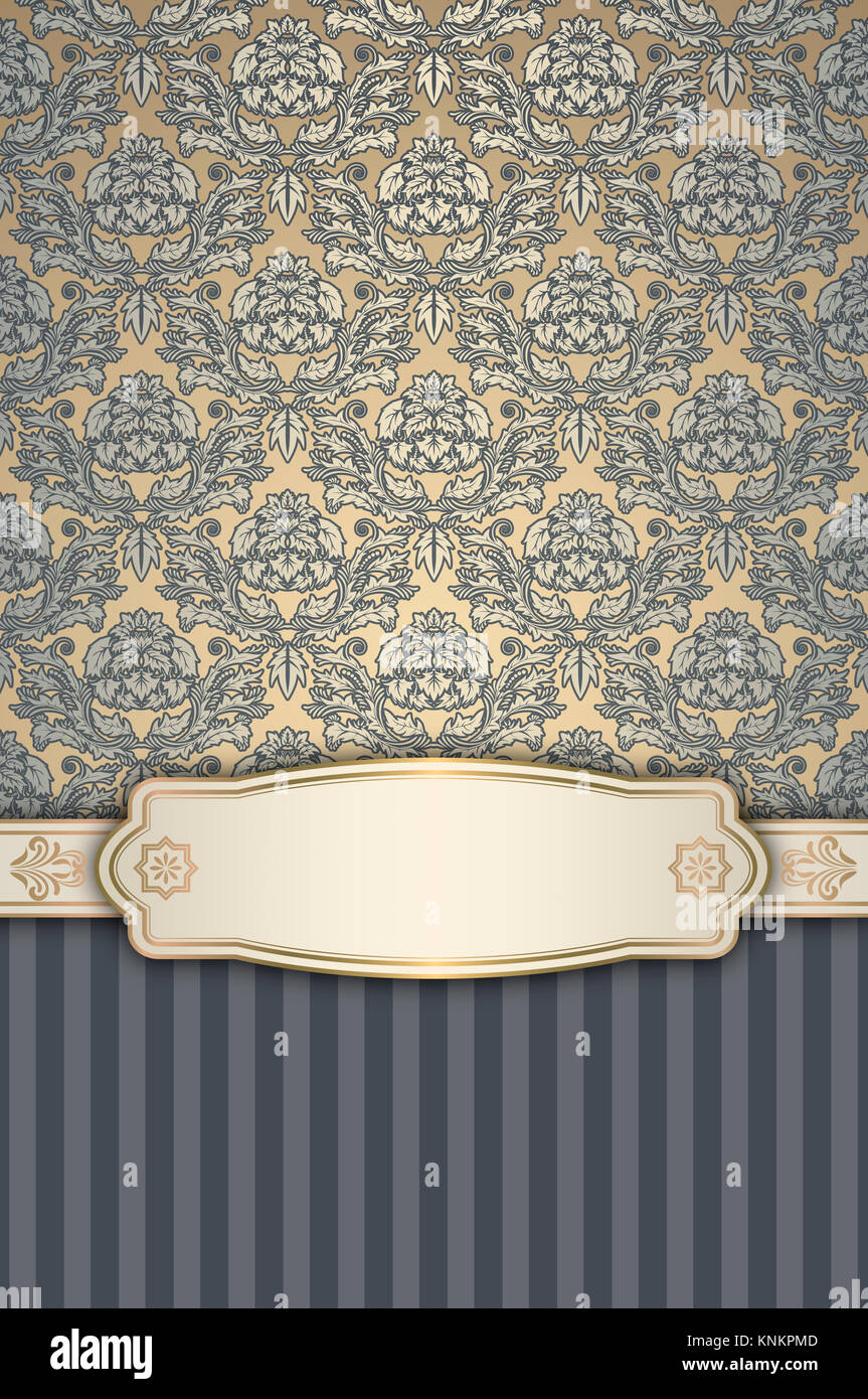Decorative vintage background with elegant frame and old-fashioned floral patterns Stock Photo ...