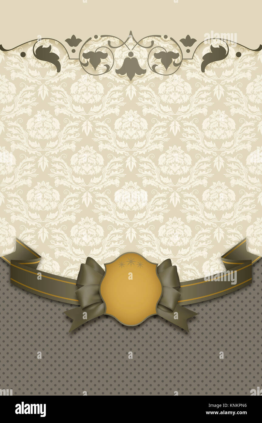 Vintage background with decorative bow and ribbon,frame and old ...