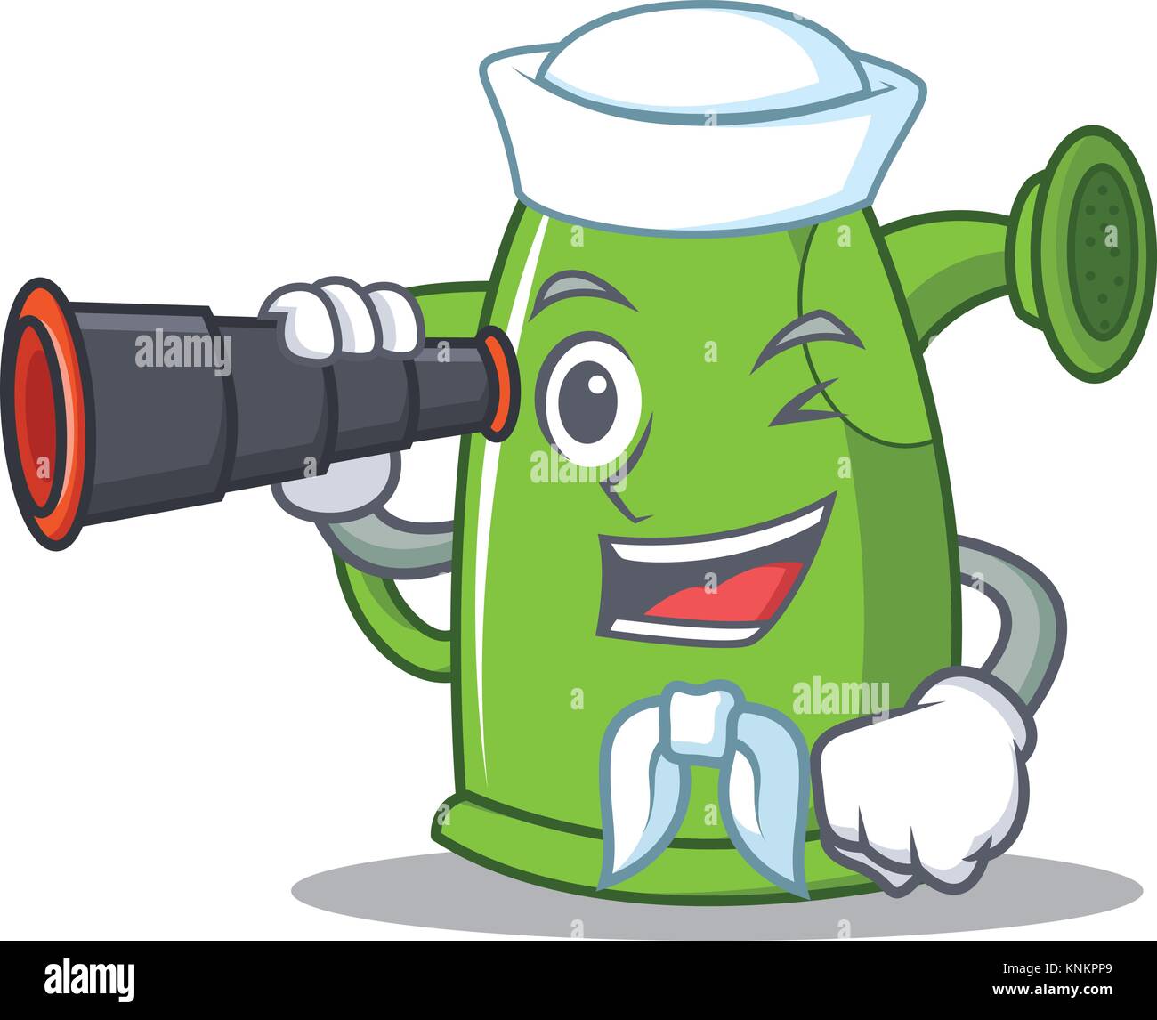 Sailor with binocular watering can character cartoon Stock Vector Image ...