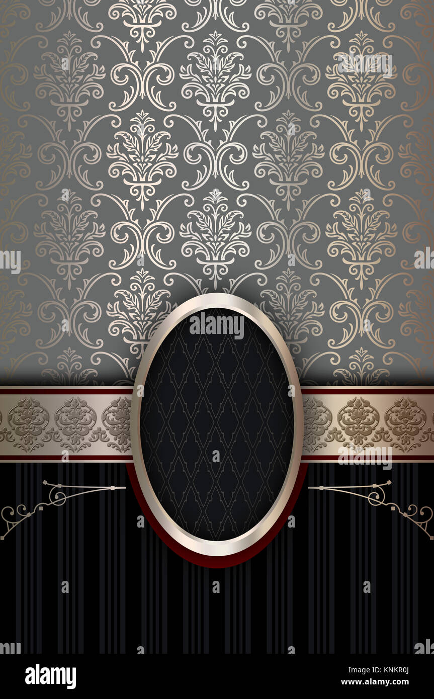 Vintage background with old-fashioned patterns and decorative frame ...
