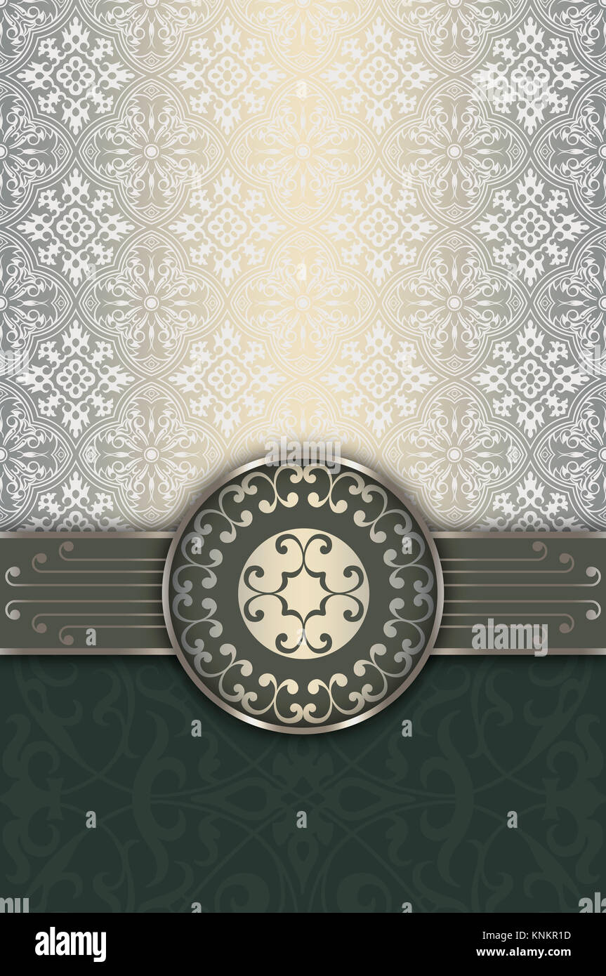 Decorative background with old-fashioned patterns and elegant border ...