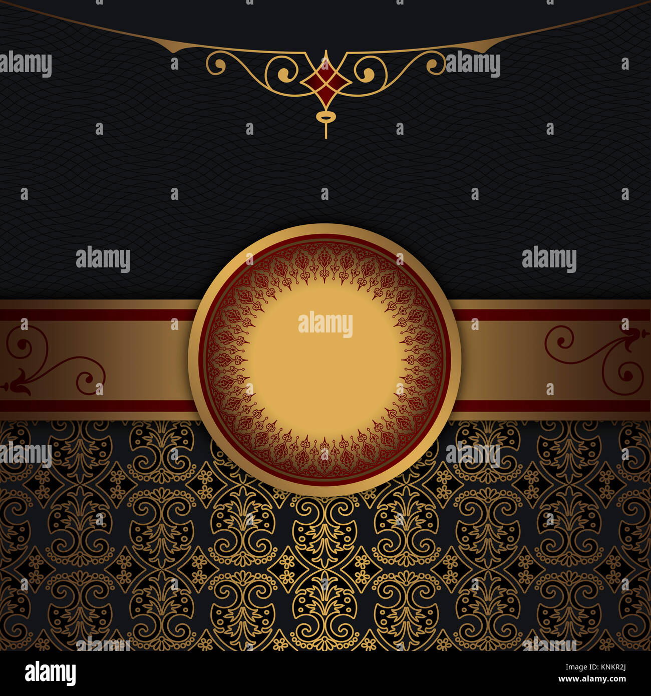 Gold and black vintage background with old-fashioned patterns and ...
