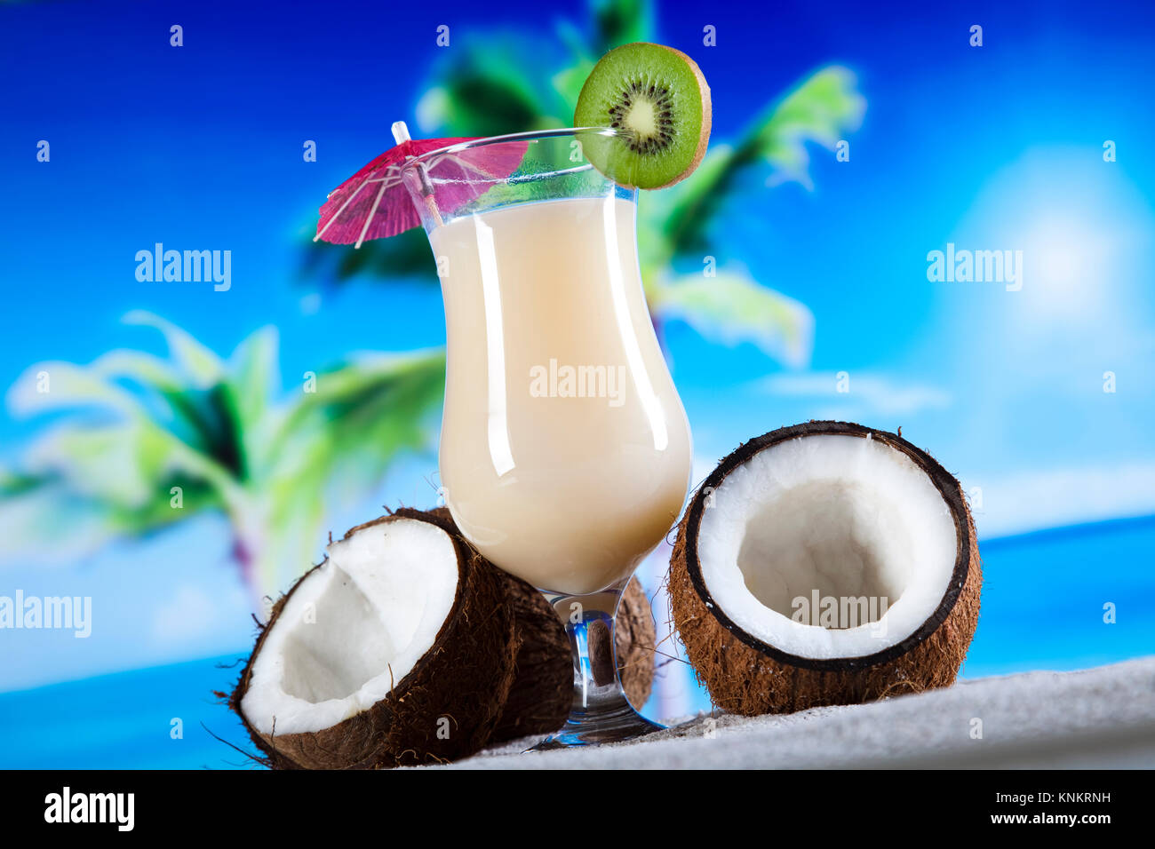 Alcohol drinks set with fruits Stock Photo - Alamy