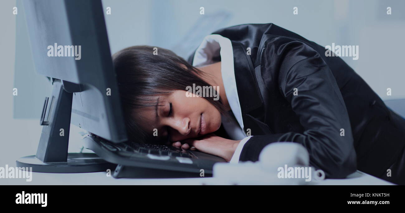 businesswoman sleeping in her office Stock Photo - Alamy