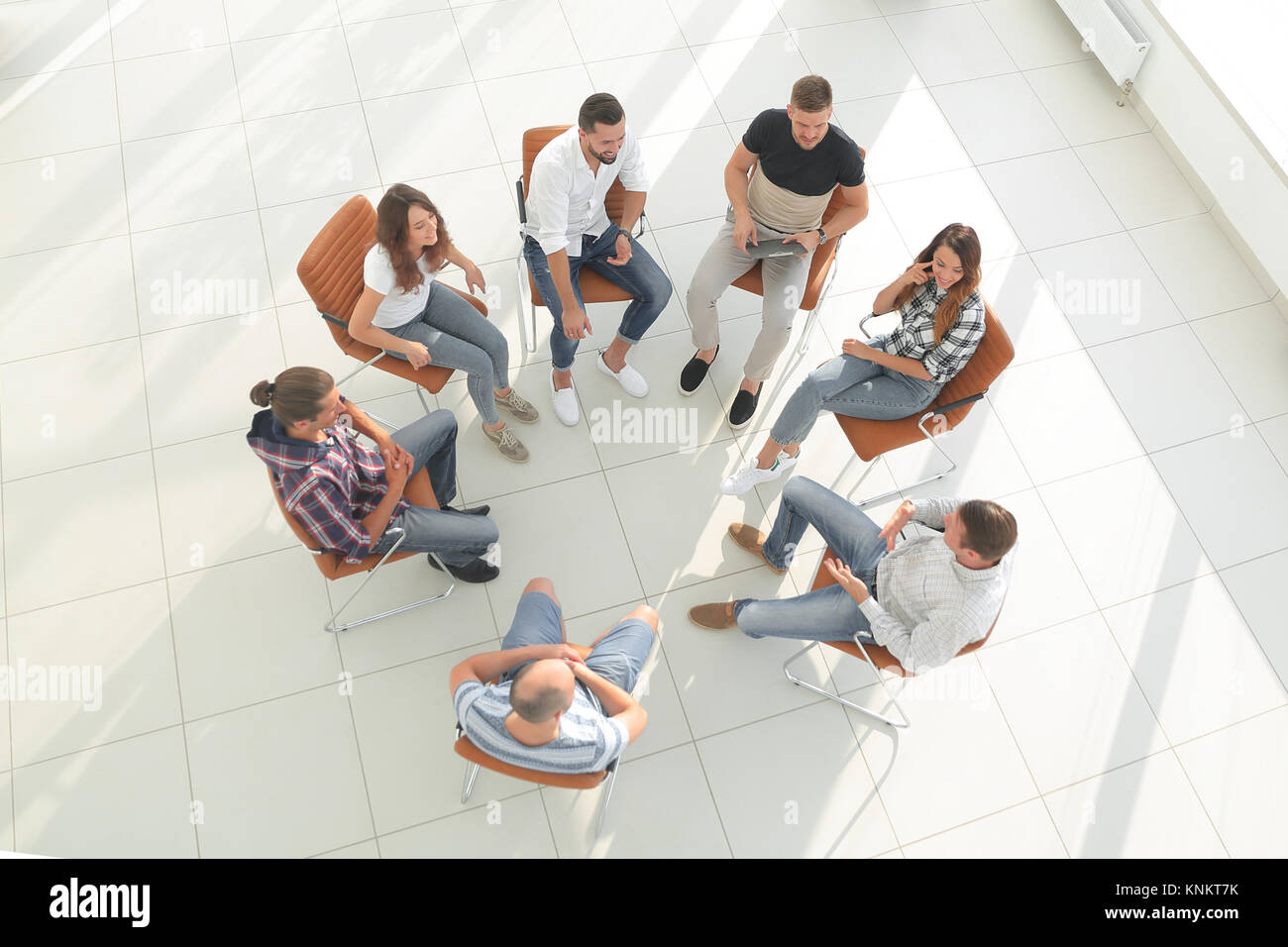 business team sitting at the session on team building Stock Photo - Alamy