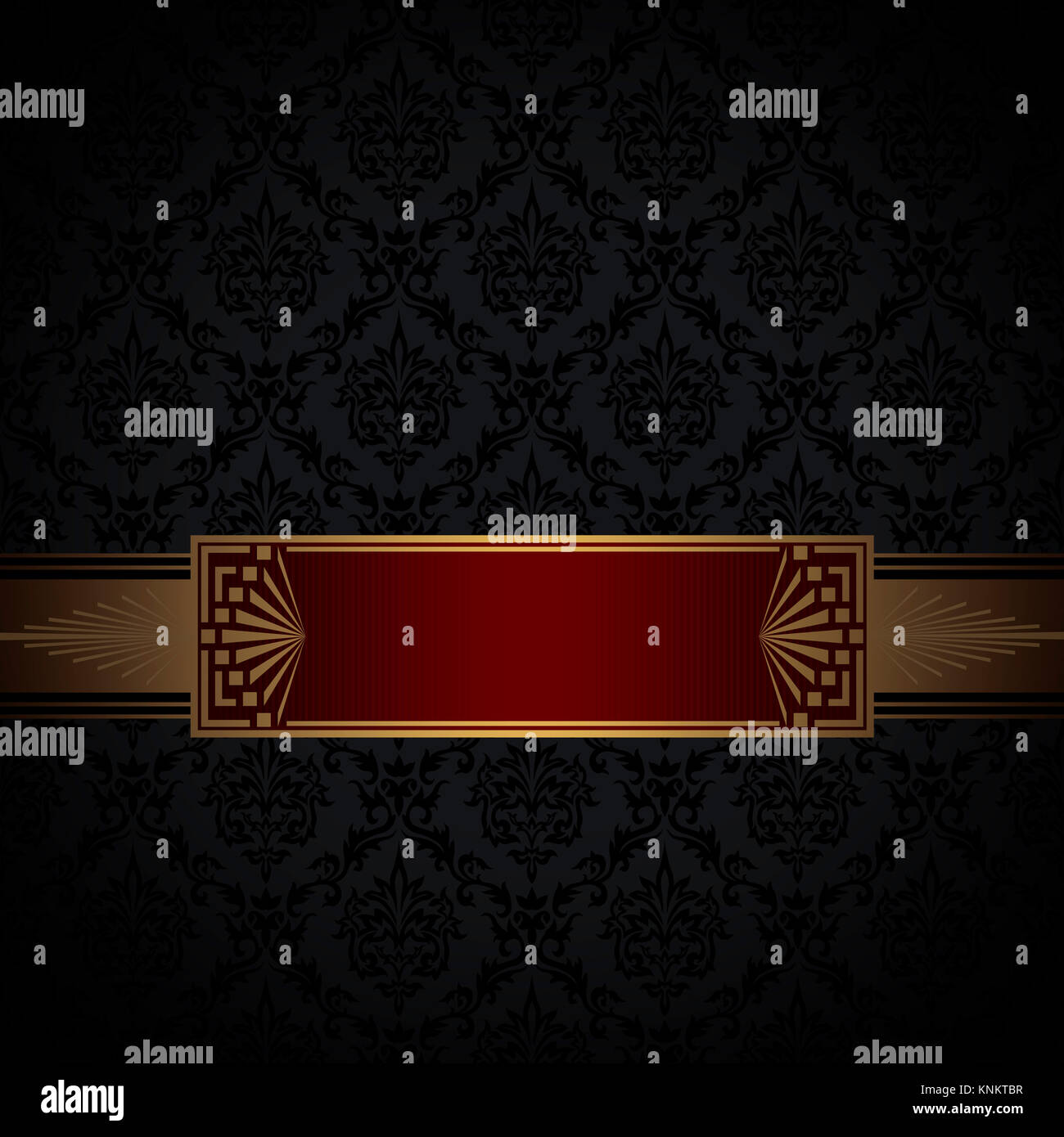 Black and gold vintage background with old-fashioned patterns and ...