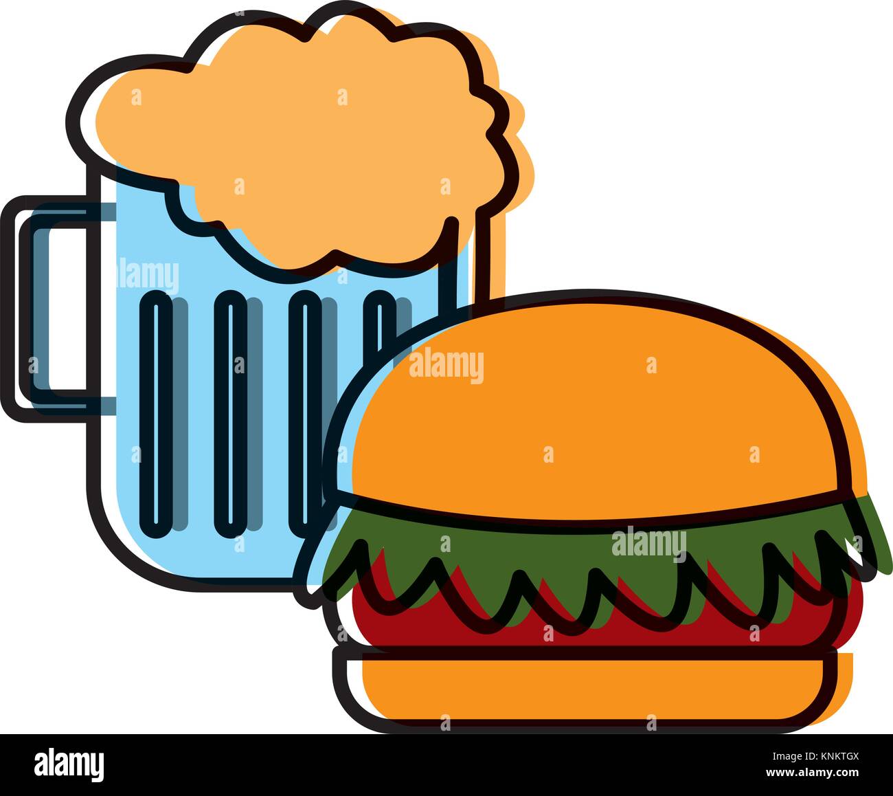 Hamburger and beer symbol Stock Vector Image & Art - Alamy
