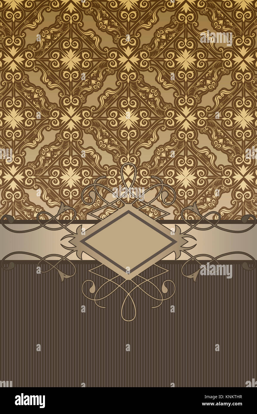 Decorative background with old-fashioned elegant patterns and frame ...