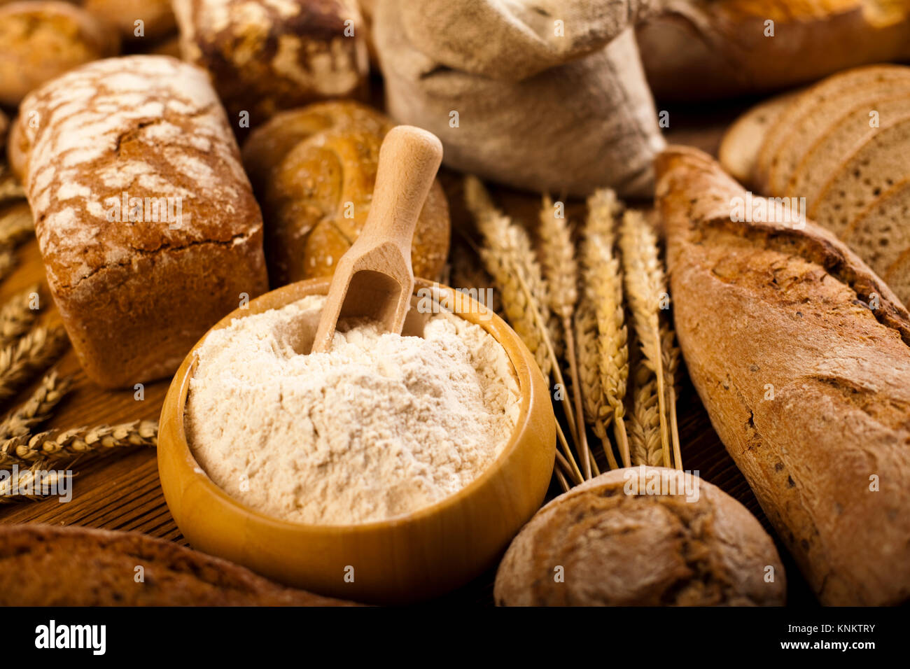 Composition with loafs of bread Stock Photo - Alamy