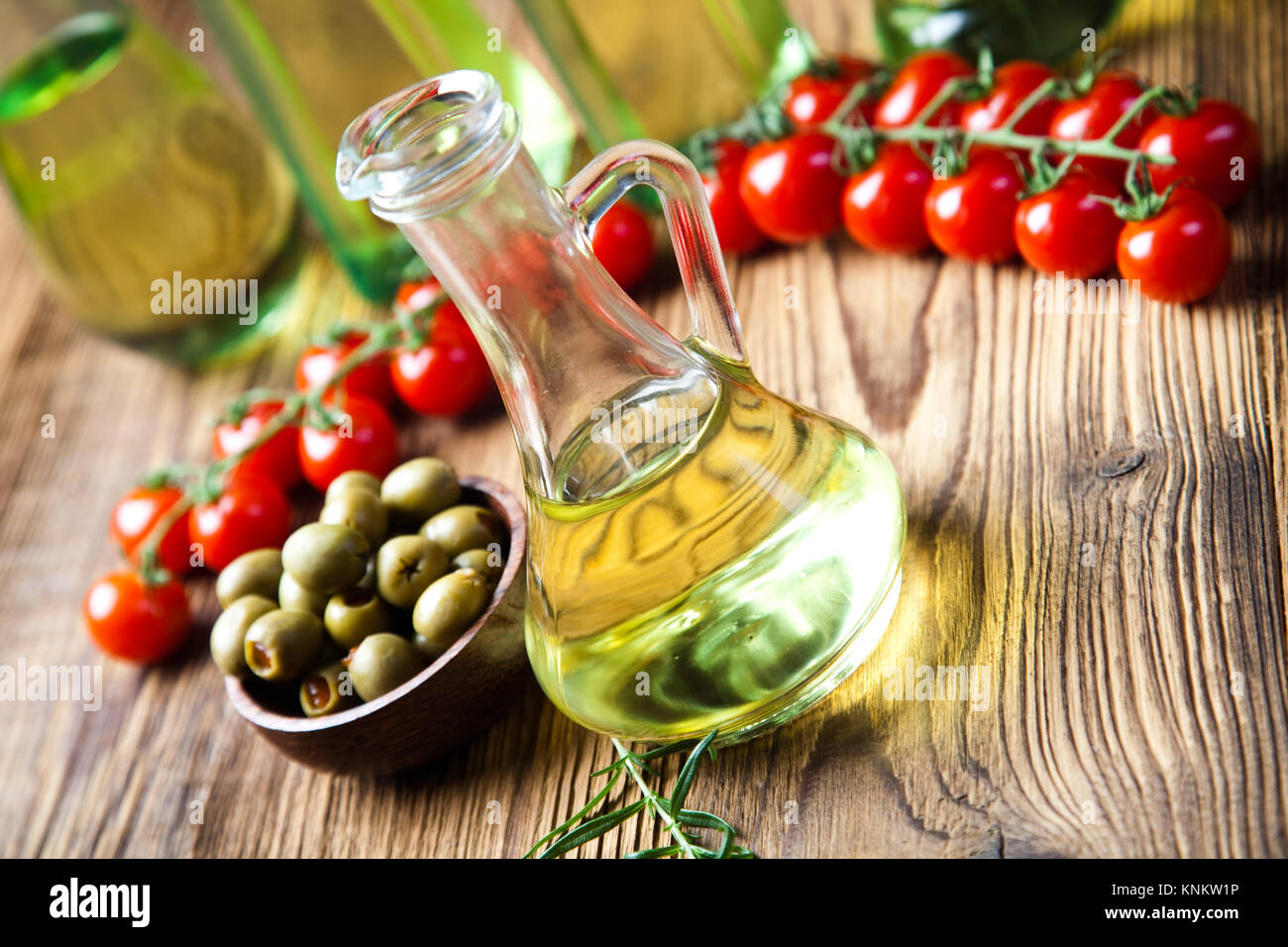 Extra Virgin Olive Oil, Mediterranean rural theme Stock Photo - Alamy