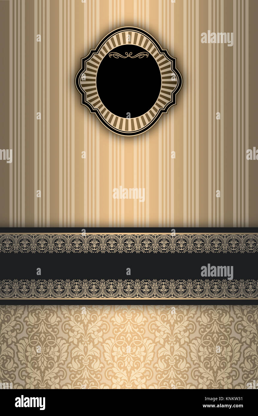 Vintage background with decorative border and old-fashioned patterns ...