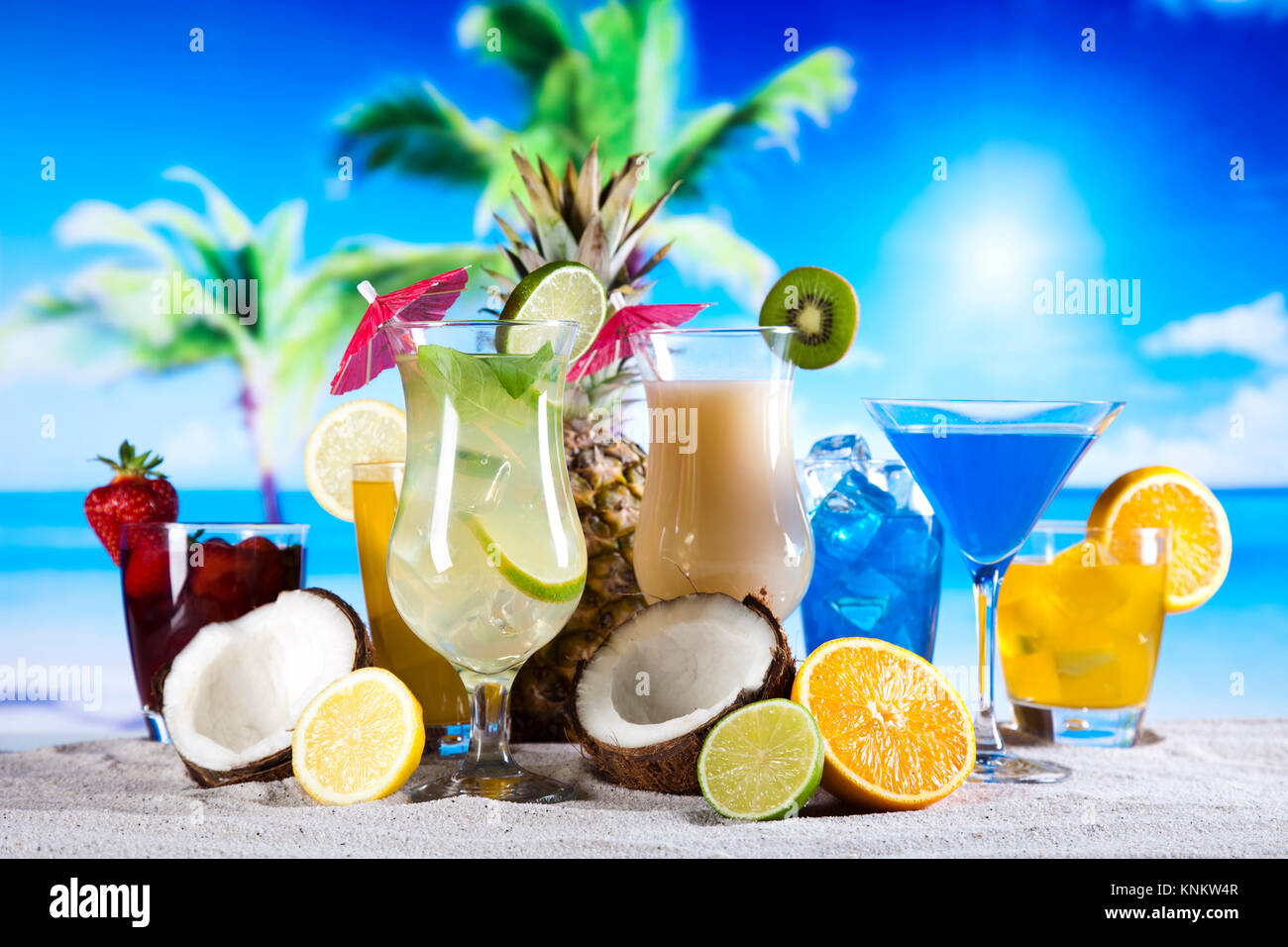 Fresh drink with fruits, natural colorful tone Stock Photo - Alamy