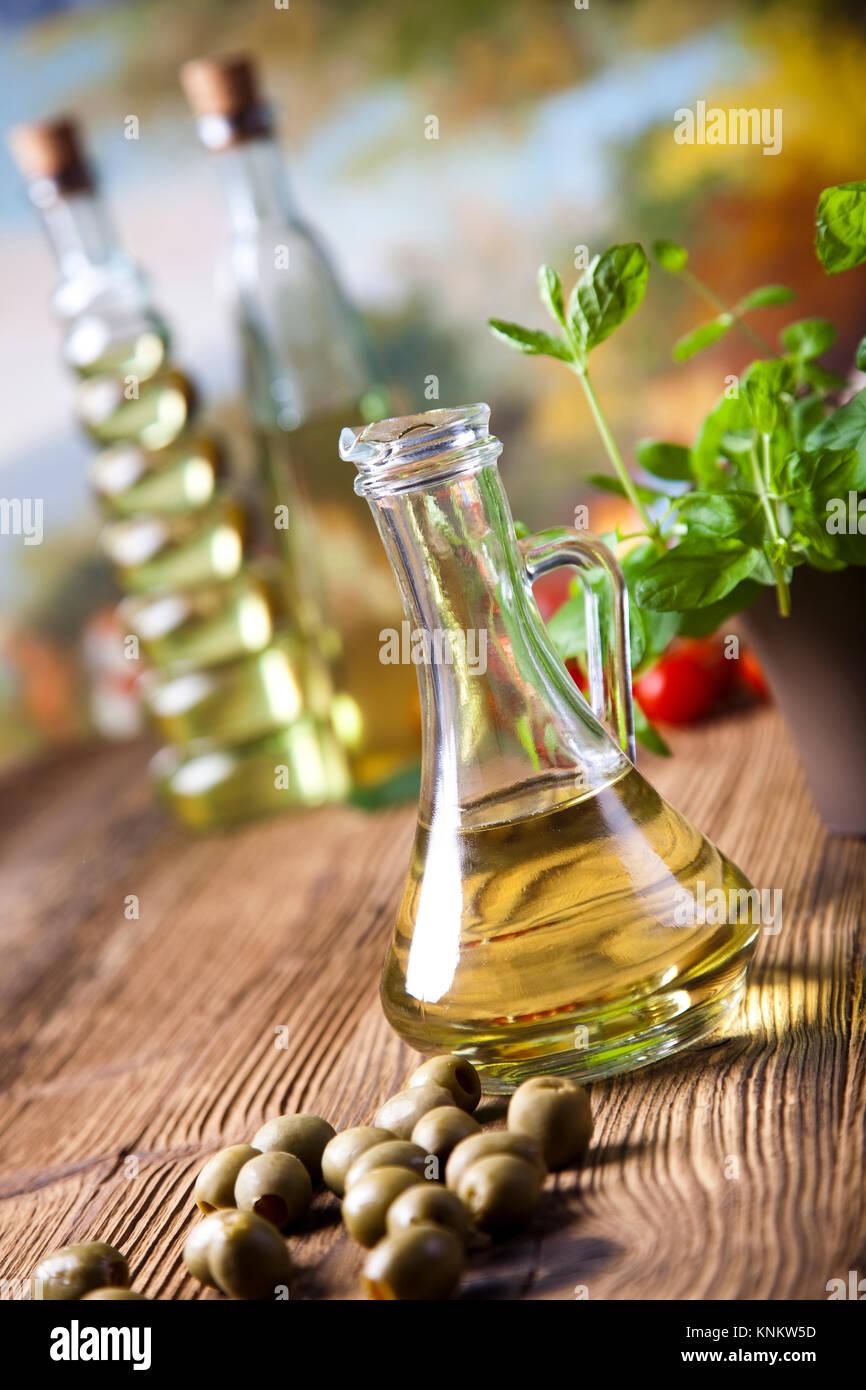 Fresh olive oil, Mediterranean rural theme Stock Photo - Alamy