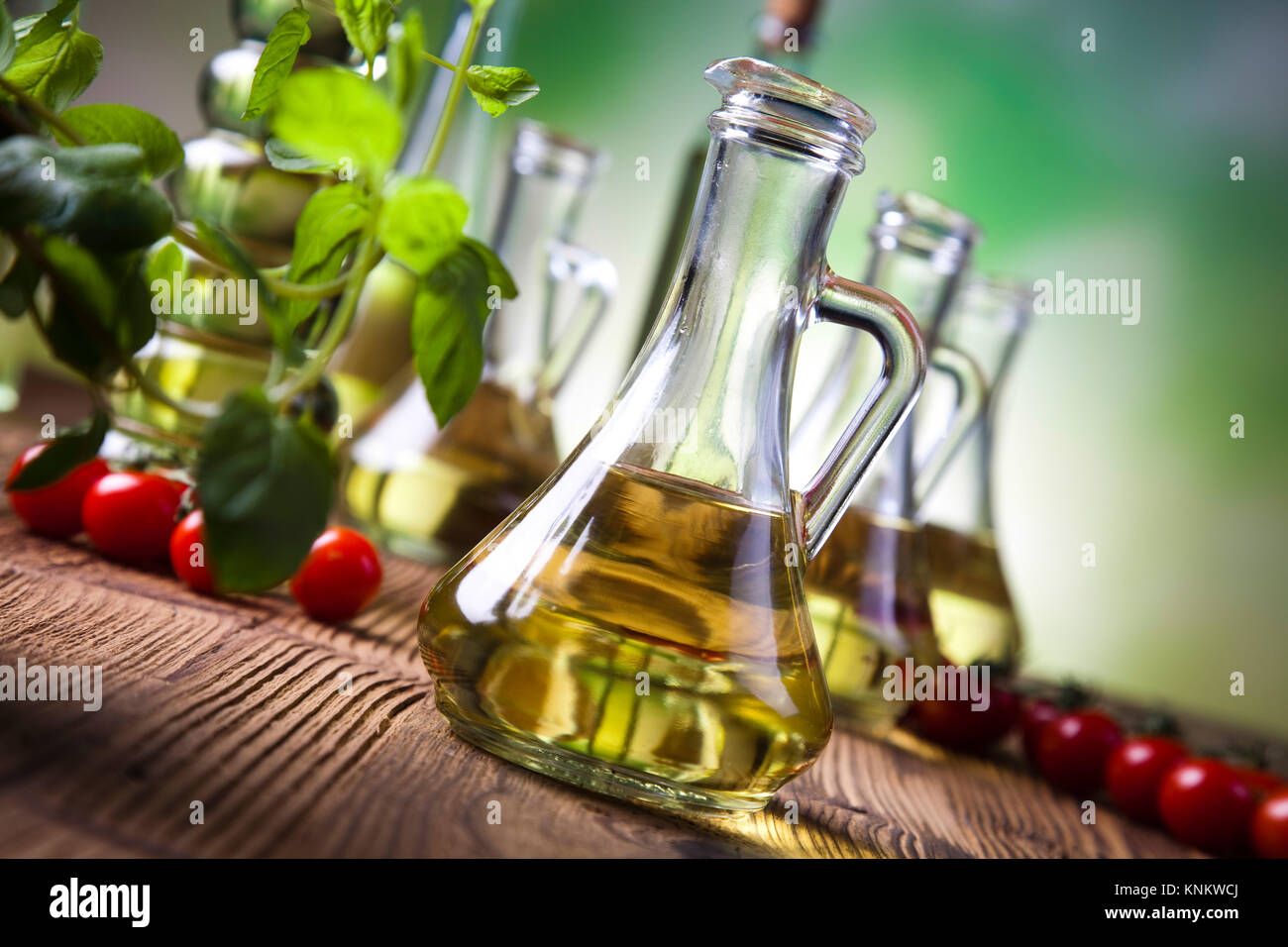 Olive oil bottles, Mediterranean rural theme Stock Photo - Alamy