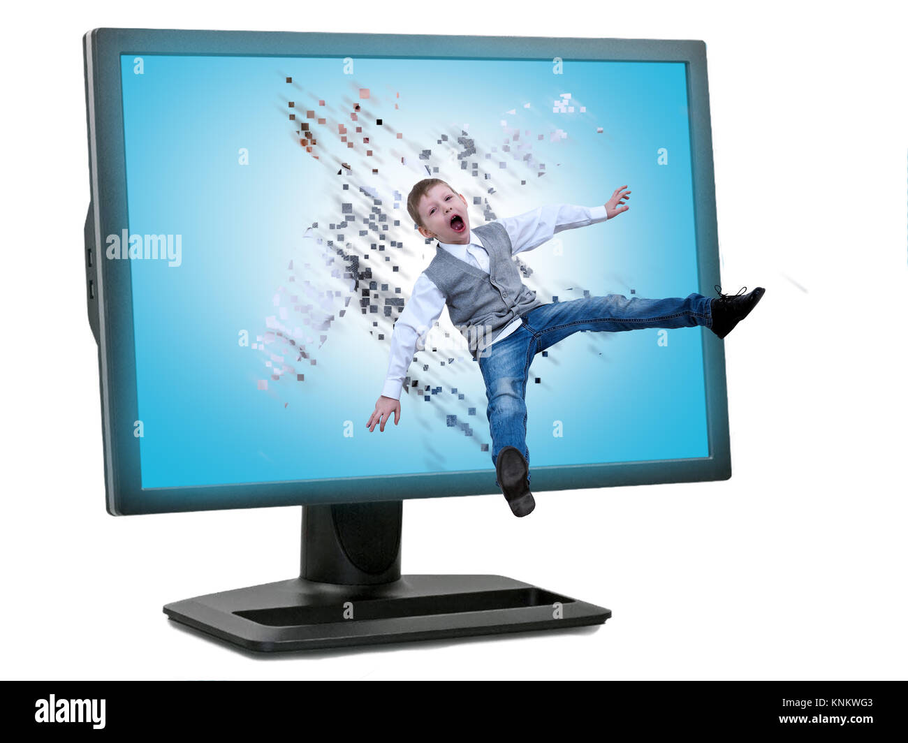 The child flies into the computer screen. The concept of children's ...