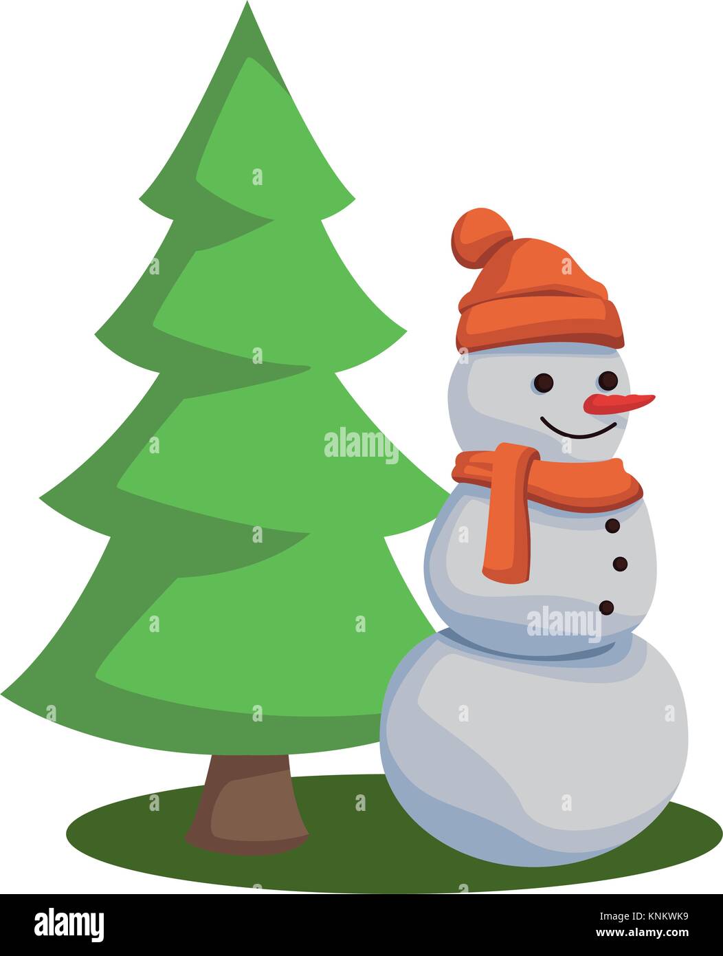 Snowman with tree pine Stock Vector Image & Art - Alamy