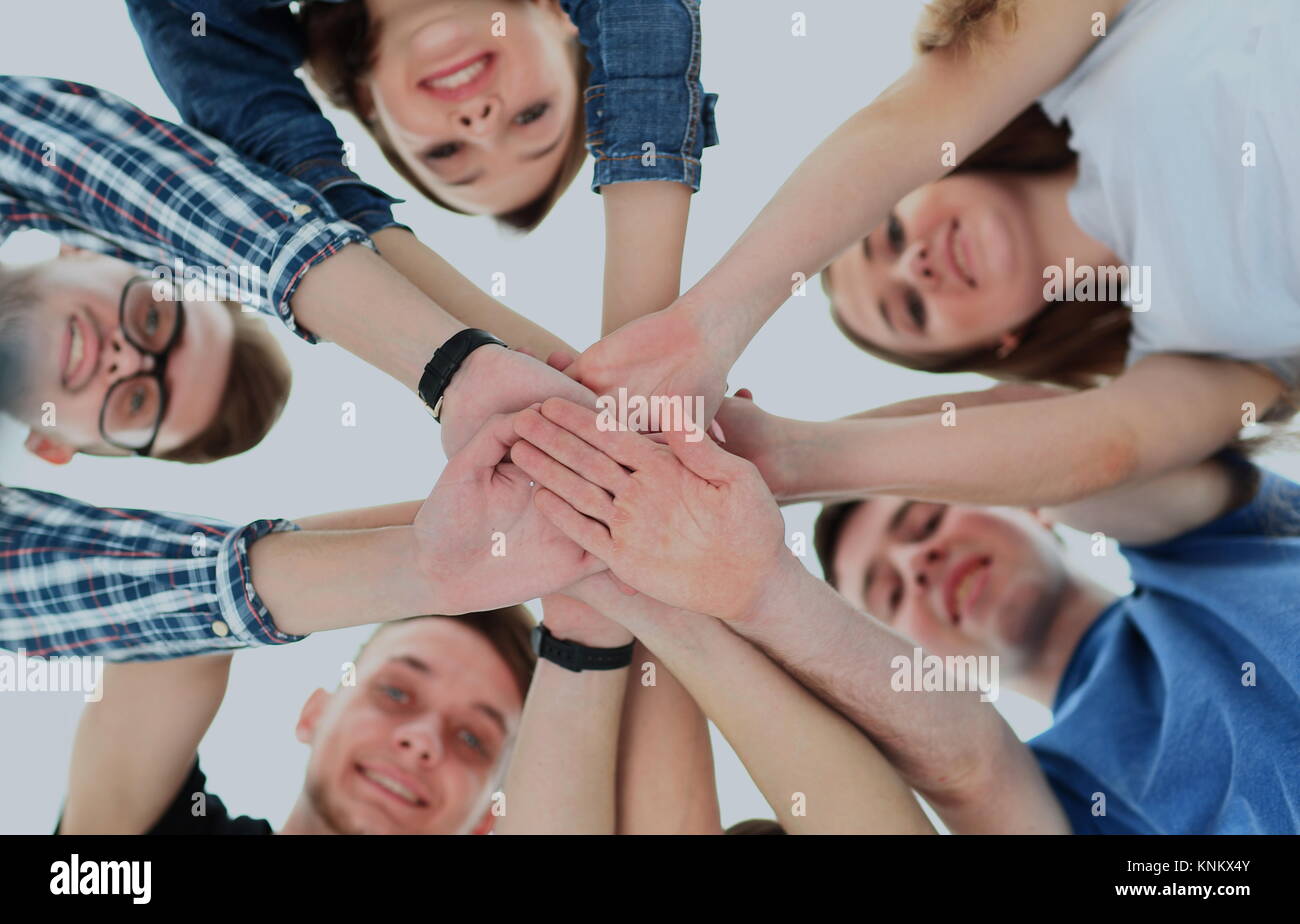friendship, youth and people concept - group of smiling teenagers with ...