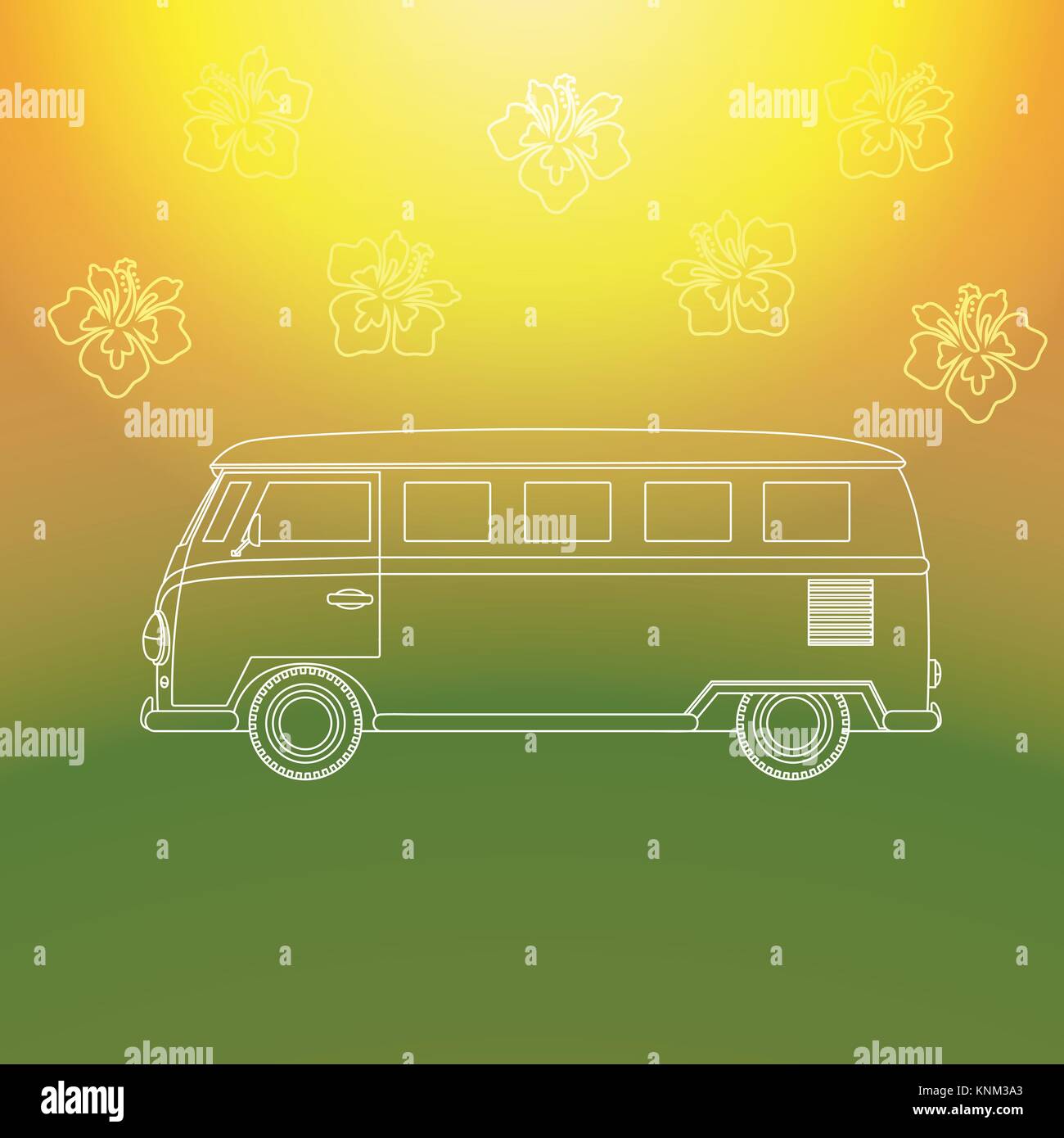 Retro van outline on colorful background Stock Vector Image & Art - Alamy