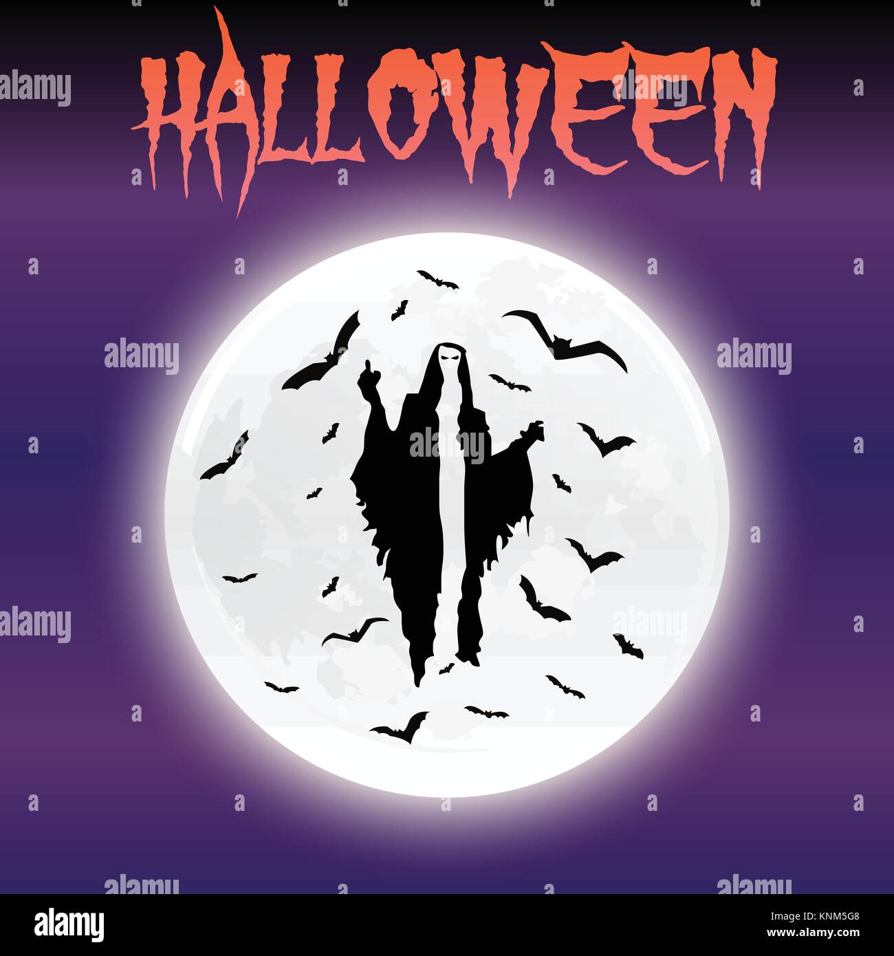 halloween moon and ghost Stock Vector Image & Art - Alamy