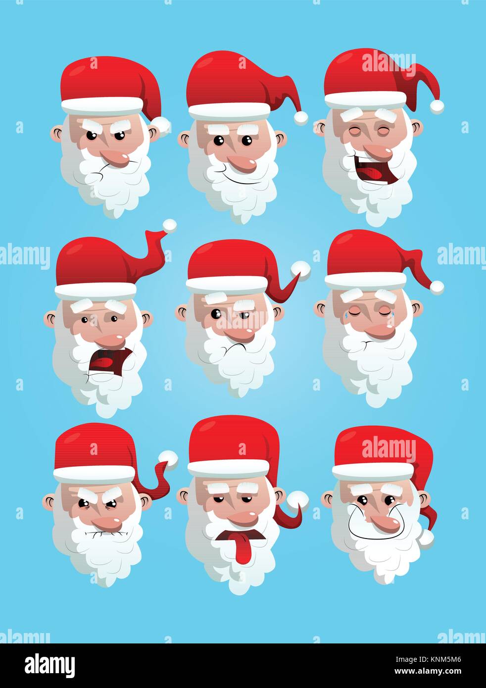 Christmas Santa Claus avatars set. Vector cartoon character emotion ...