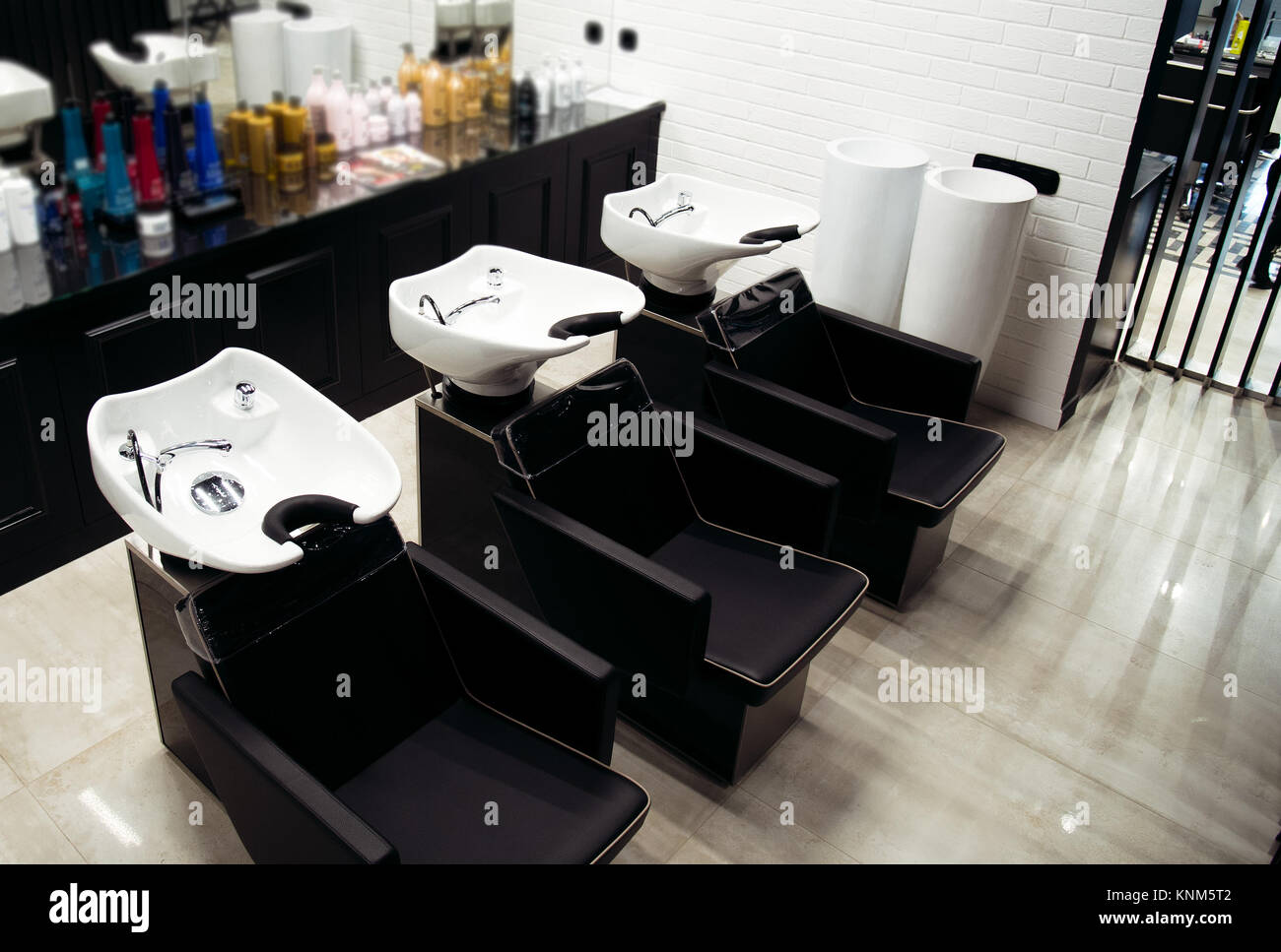 Interior view of luxury beauty and barbershop salon Stock Photo - Alamy