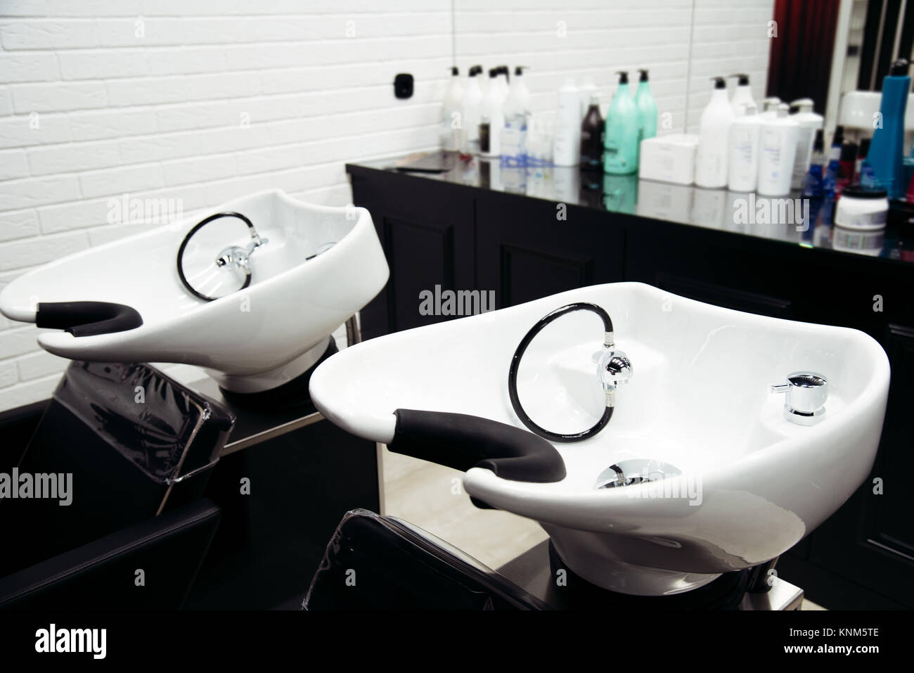 Interior view of luxury beauty and barbershop salon Stock Photo - Alamy