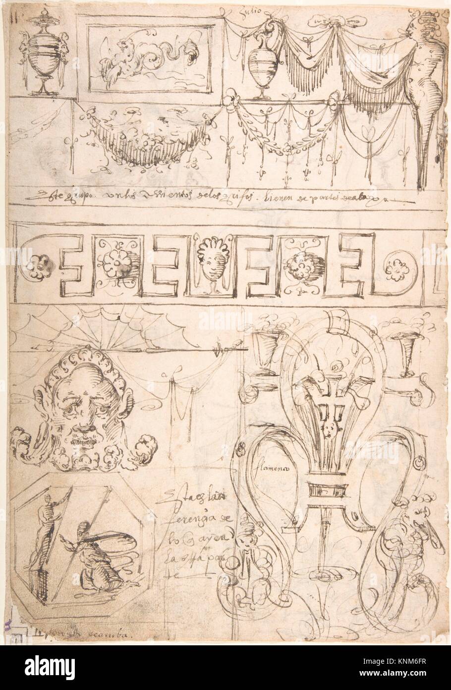 Three Bands Friezes with Grotesques and Several Figure Studies (recto ...