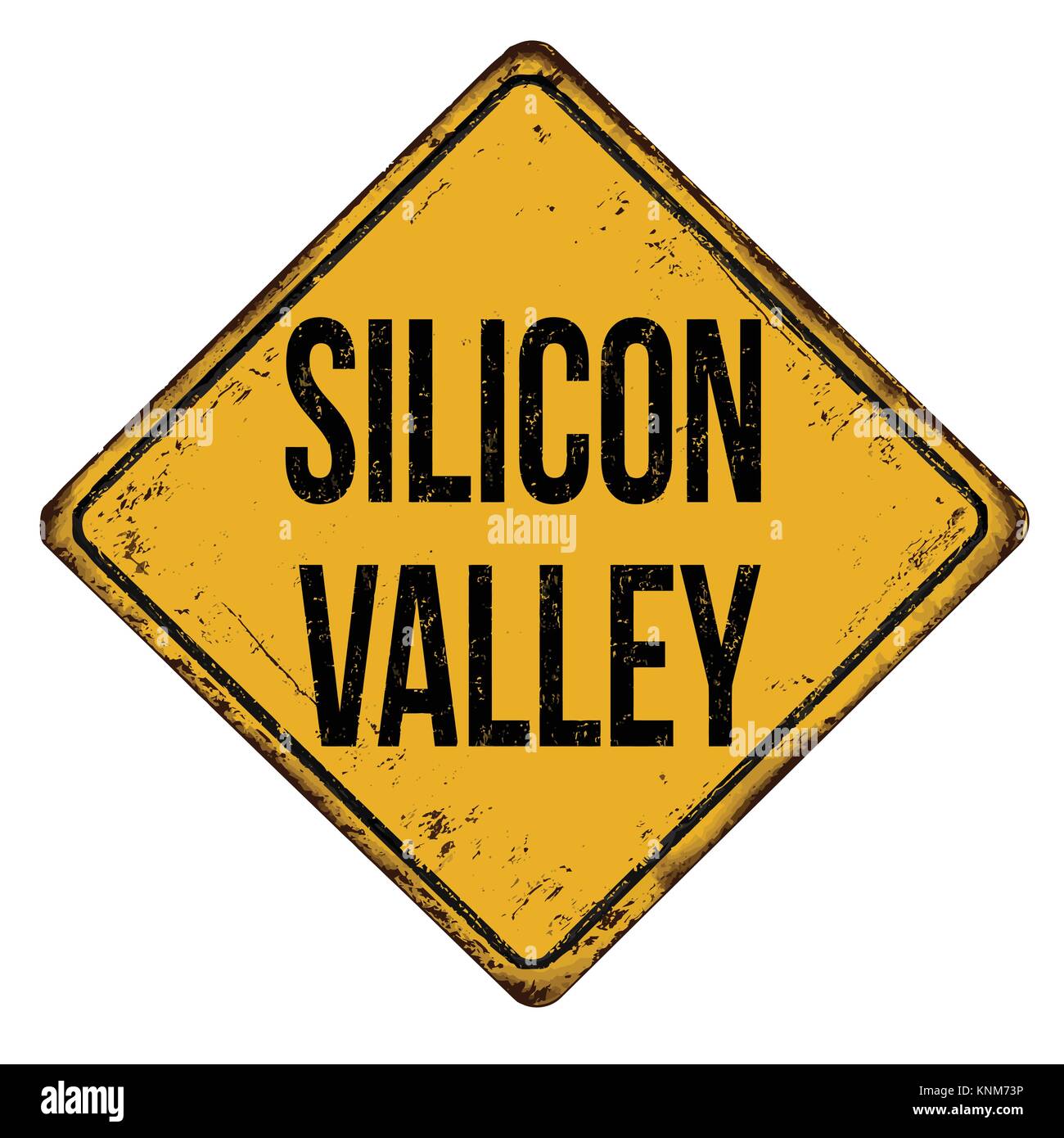 Silicon Valley vintage rusty metal sign on a white background, vector ...