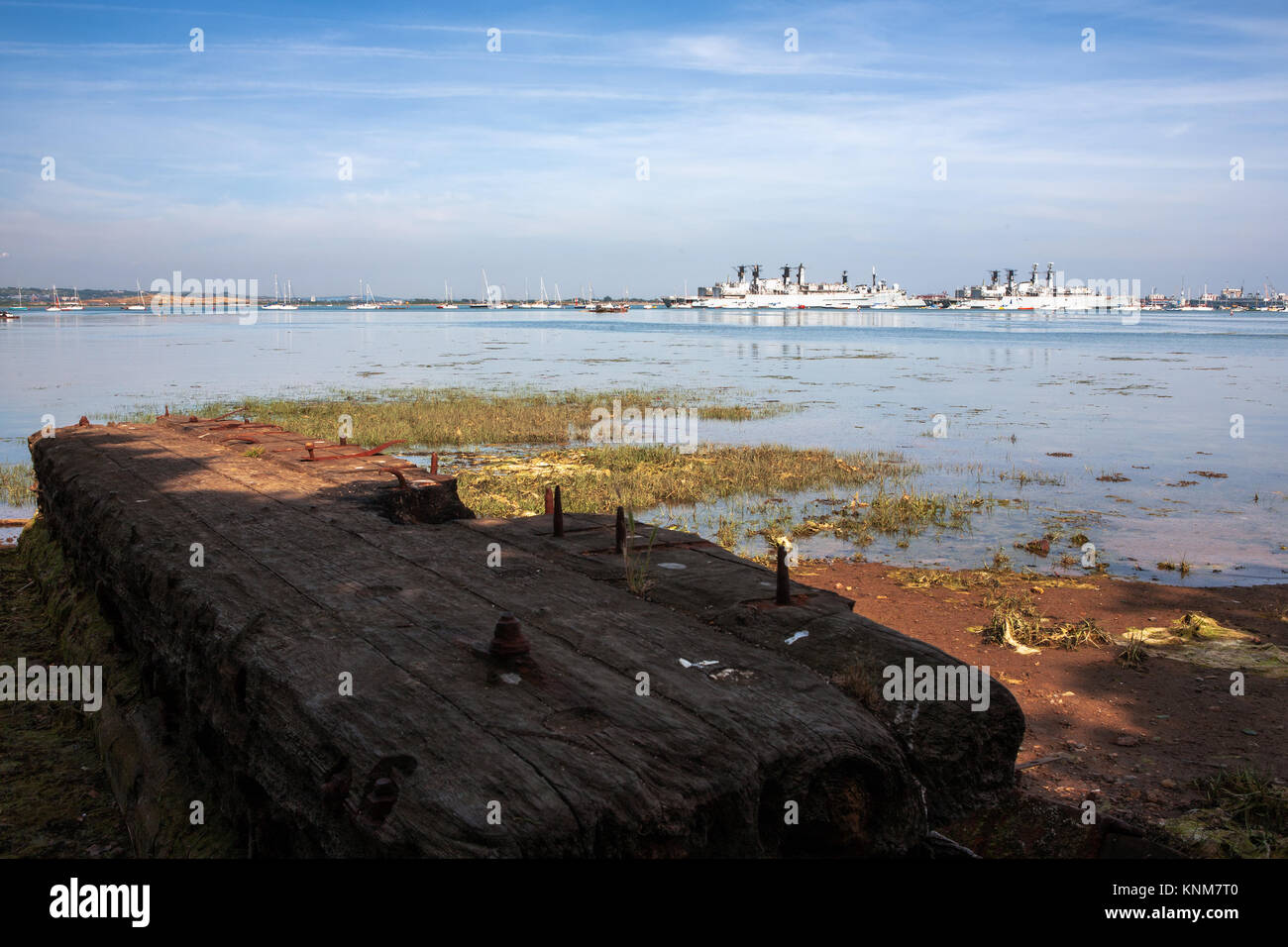 The upper reaches of Portsmouth Harbour from the Gosport side at Elson ...