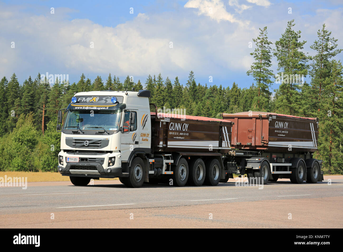 AURA, FINLAND – AUGUST 8, 2014: Volvo FMX construction truck with full ...