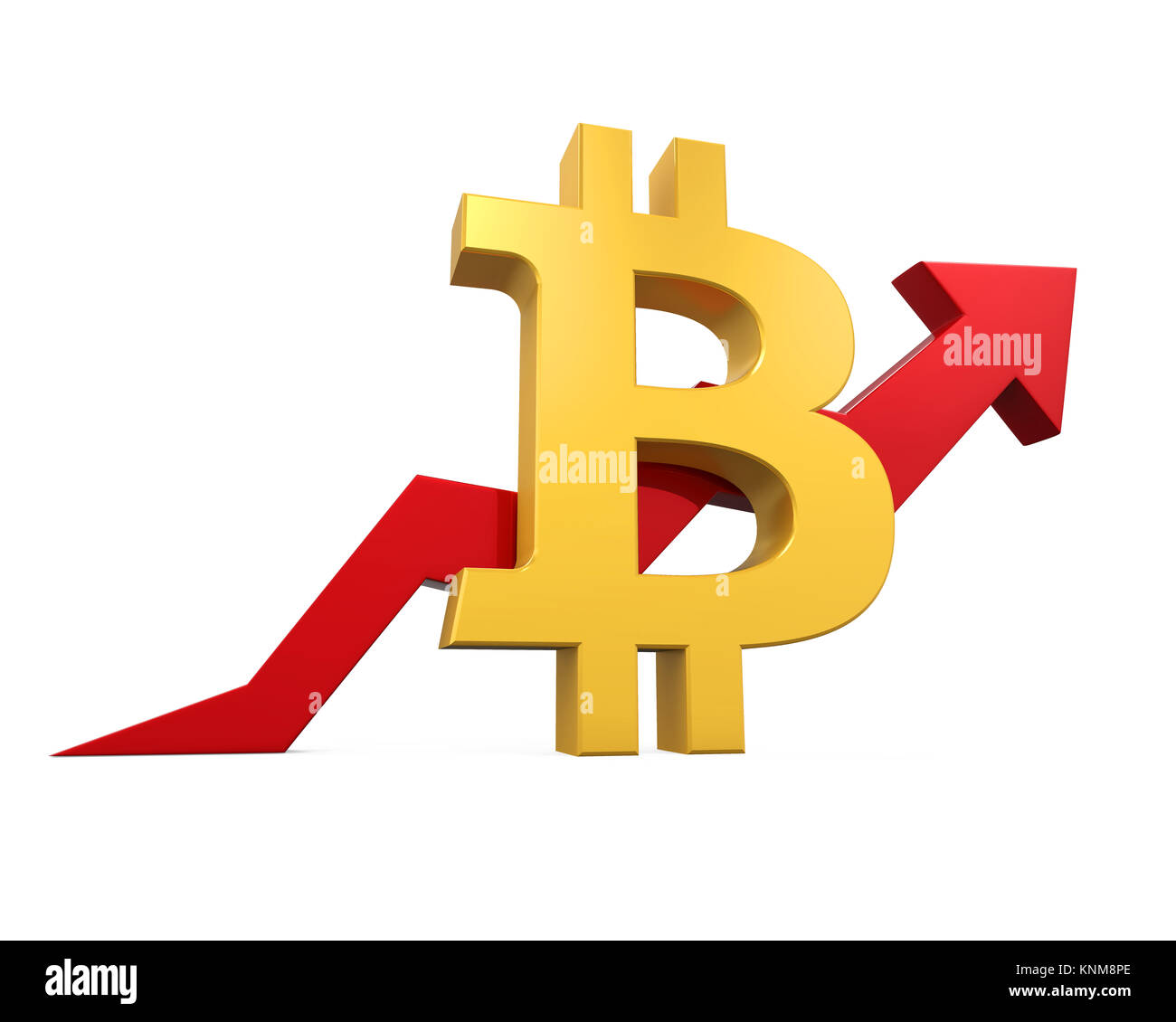 Bitcoin with Arrow Up Isolated Stock Photo - Alamy
