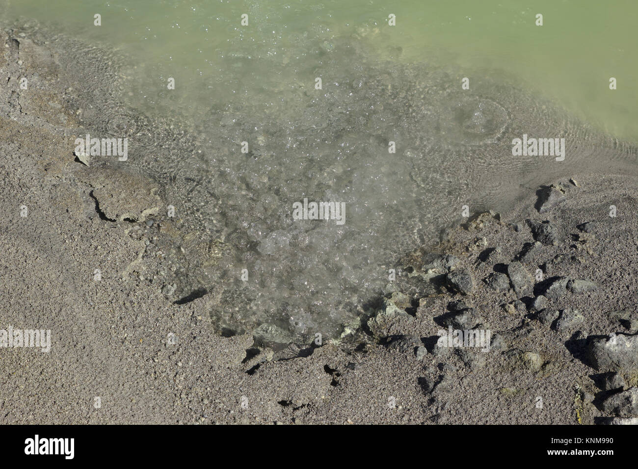Mofette (carbon dioxide degassing) on crater lake of El Chichón ...