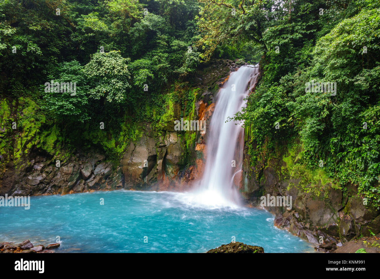 Celestial blue waterfall and pond in tenorio national park, Costa Rica ...
