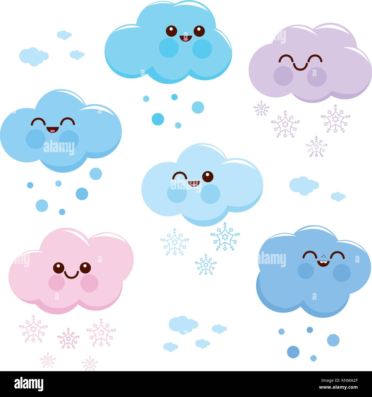 Cute clouds kawaii sky Stock Vector Images - Alamy