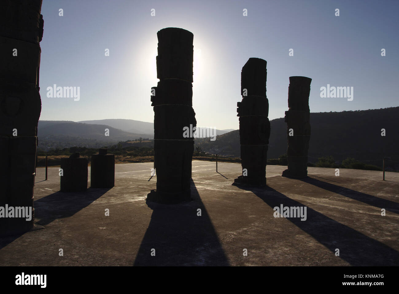 Atlantean columns on pyramid B, Tula, Mexico Stock Photo - Alamy