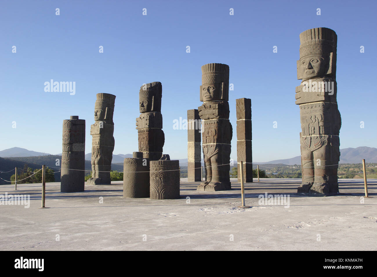 Atlantean columns on pyramid B, Tula, Mexico Stock Photo - Alamy