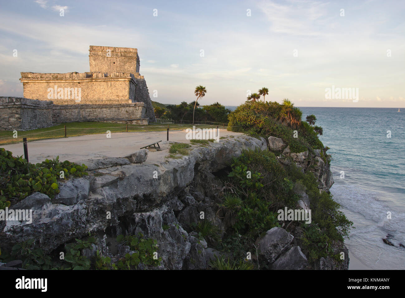 Tulum Ruins, Pyramid El Castillo in evening light, Mexico Stock Photo ...