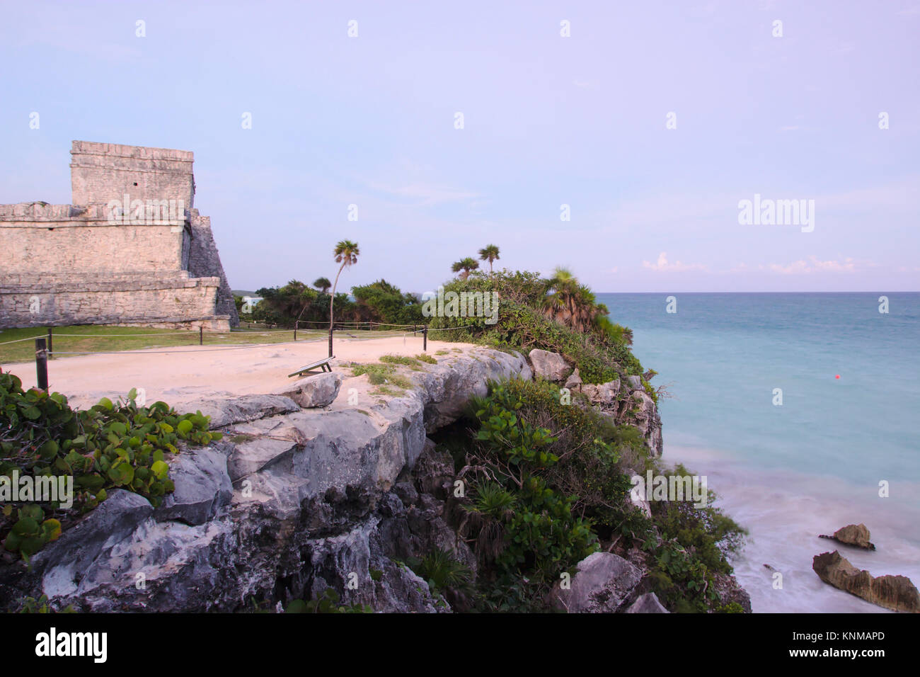Tulum Ruins, Pyramid El Castillo in evening light, Mexico Stock Photo ...