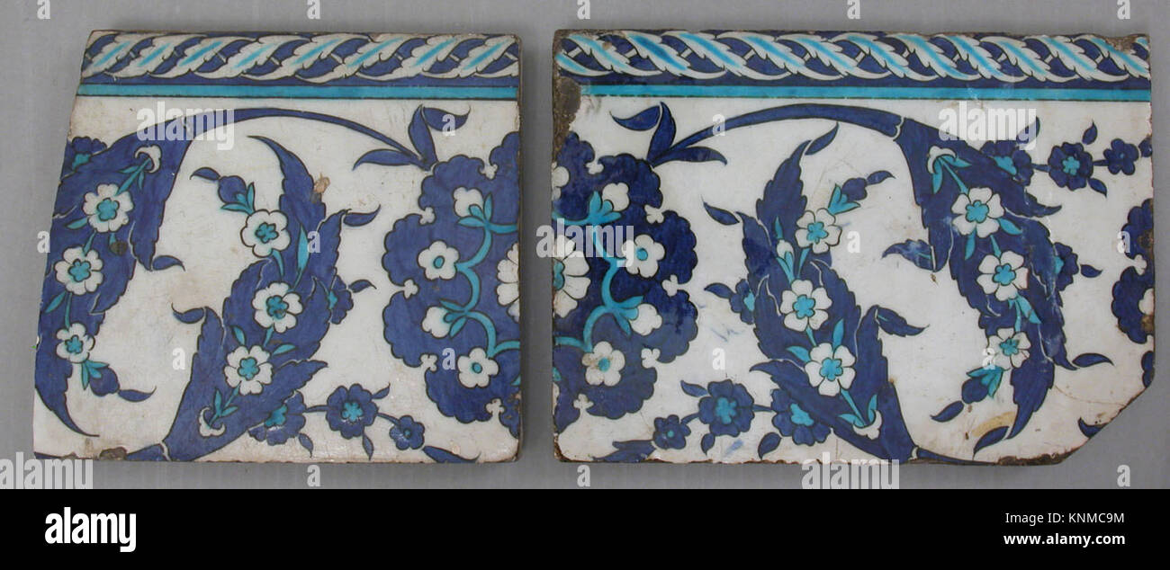 Border Tiles with 'Saz' Leaf Design, 16th century, Attributed to Turkey ...