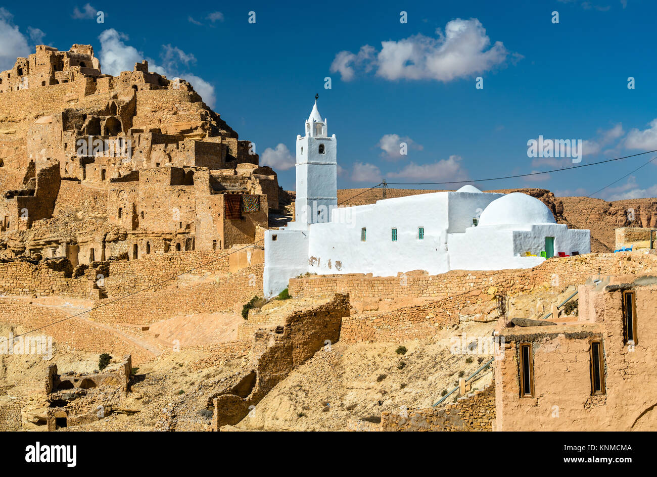 Mosque at Chenini, a a fortified Berber village in Southern Tunisia ...