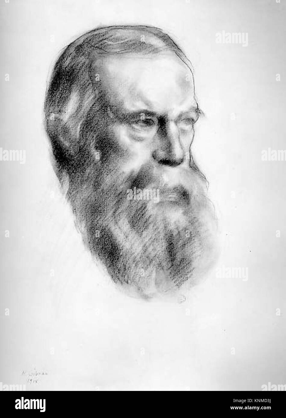 A 1915 graphite drawing by Kahlil Gibran depicting artwork by Albert ...